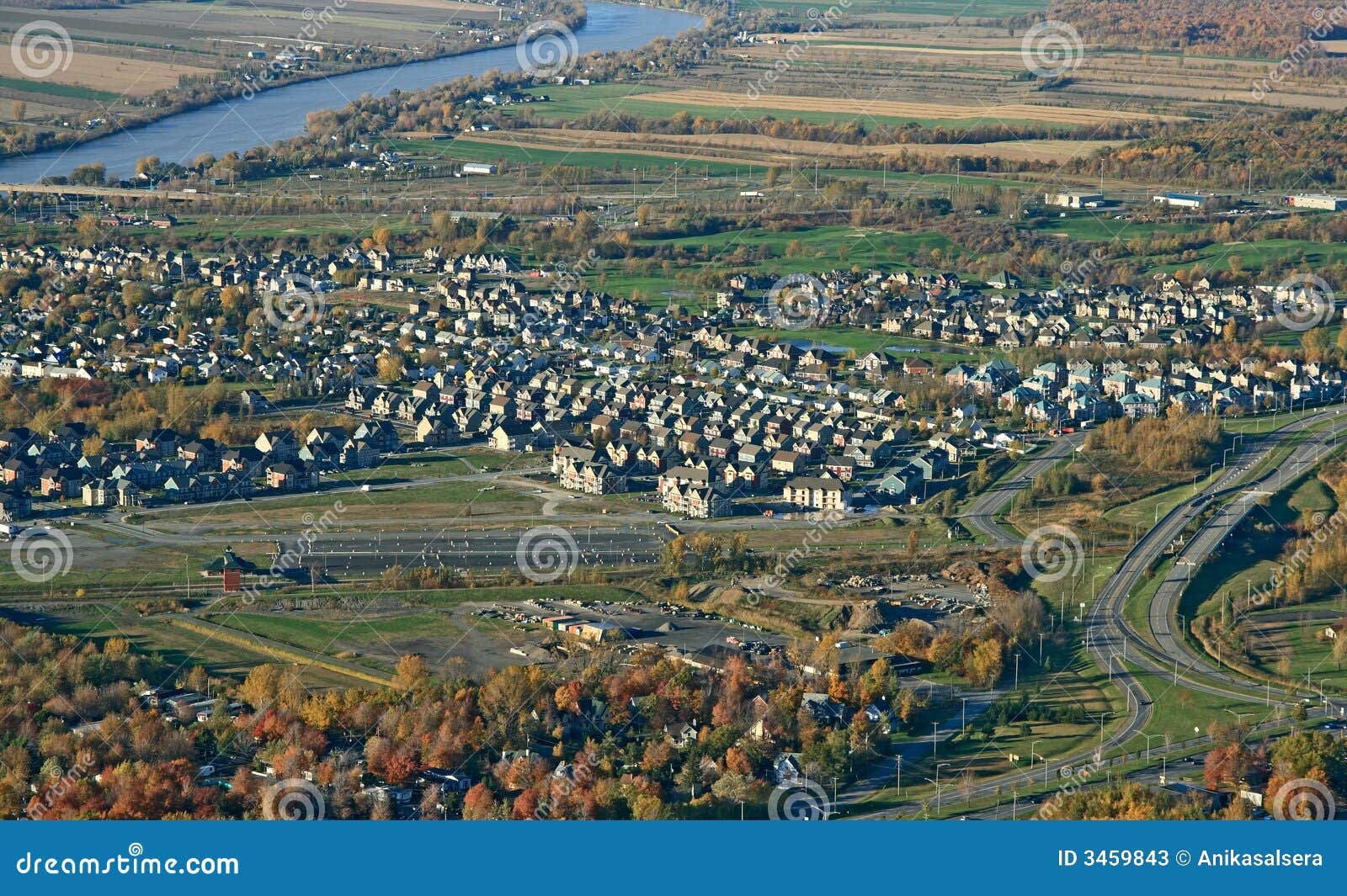 View of town and highway stock image. Image of america - 3459843