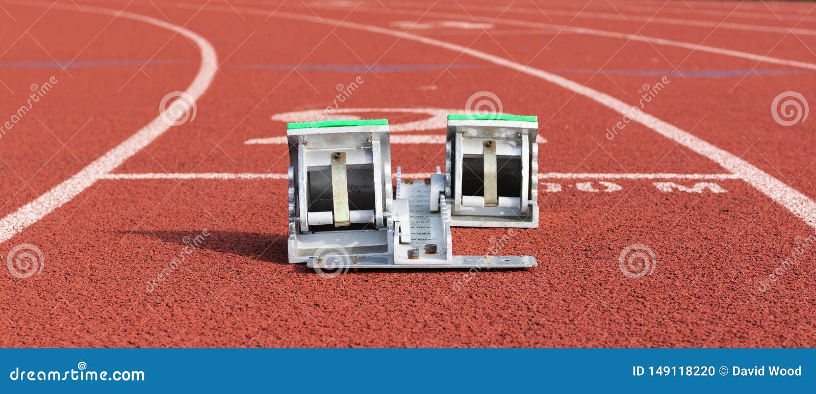 View of Track Starting Blocks from Behind Stock Photo - Image of ...
