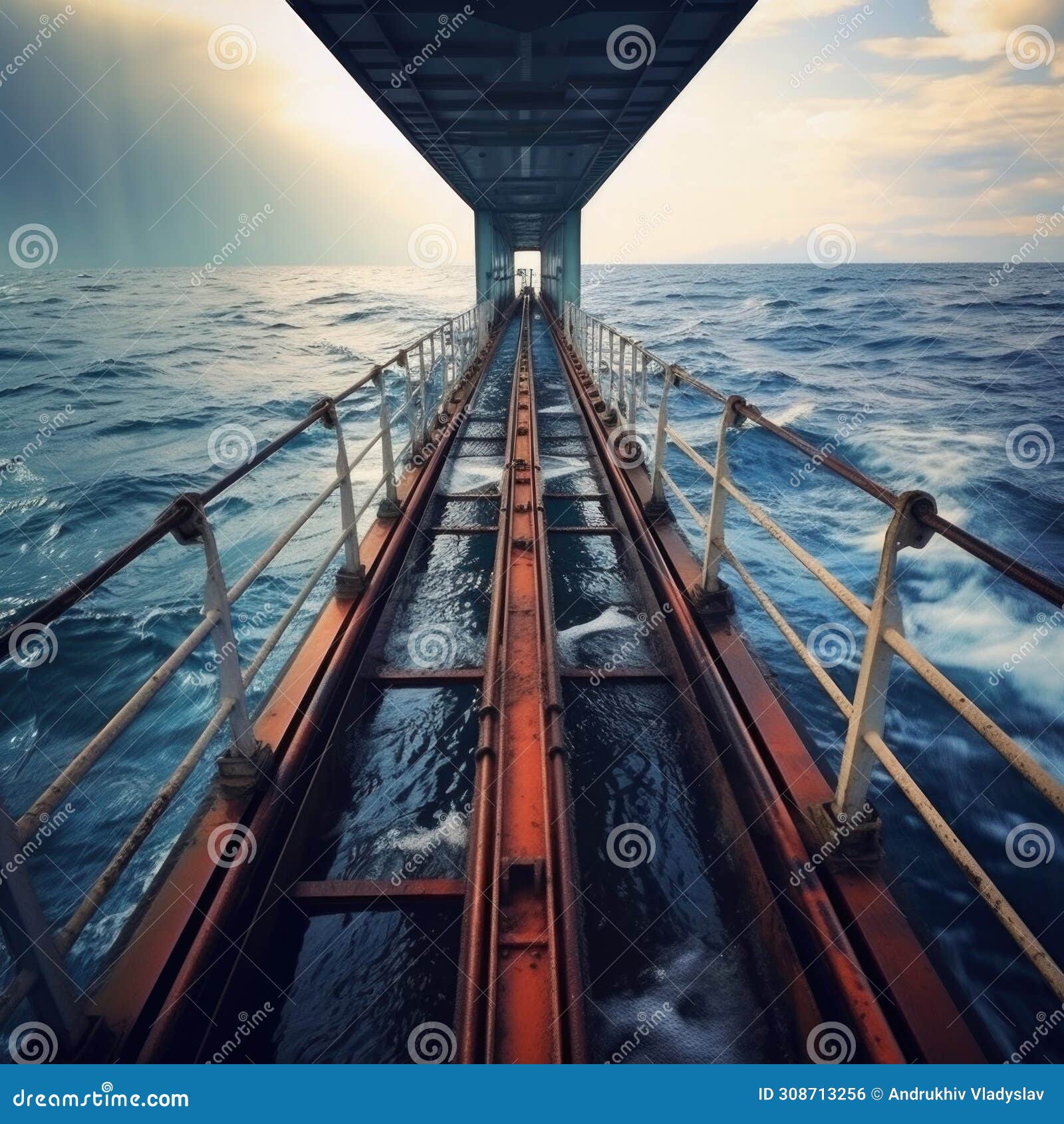 View of the Tracks on the Water from a Cargo Ship Stock Illustration ...