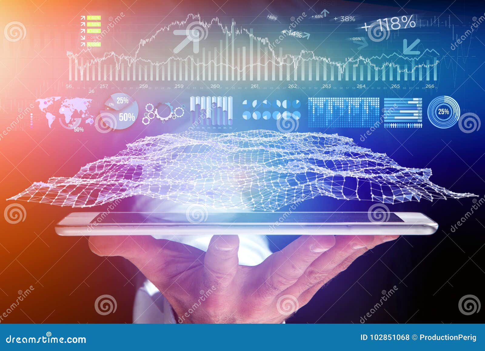 Trading Forex Data Interface on a Futuristic Tablet Interface - Stock ...