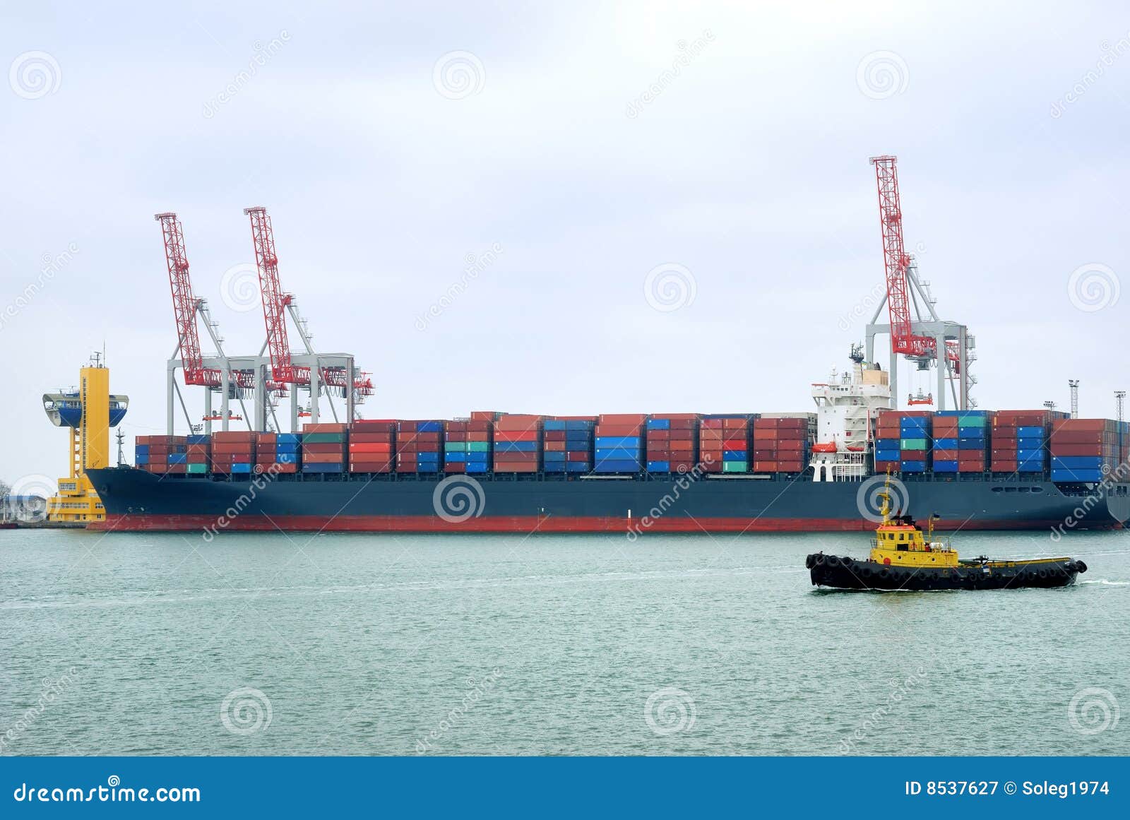 View on Trading Port with the Ships Stock Image - Image of freight ...