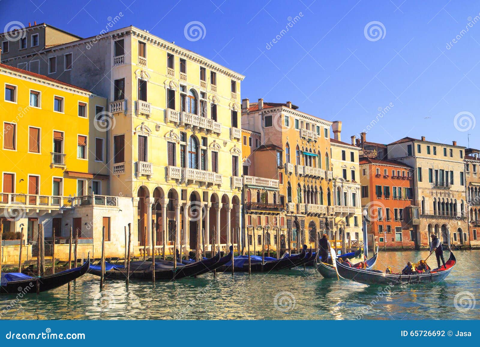 View Of Traditional Gondola On Famous Canal Grande Editorial