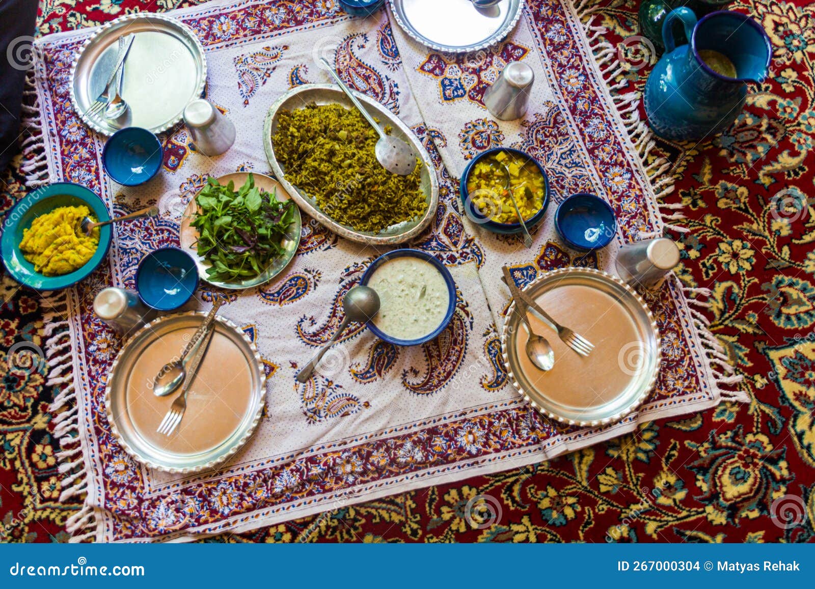 View of Traditional Persian Lunch, Ir Stock Photo - Image of plate ...