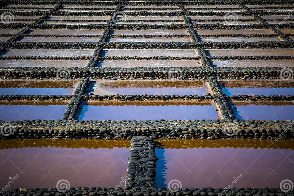 View on Traditional Rectangular Salt Evaporation Ponds or Salt Pans ...