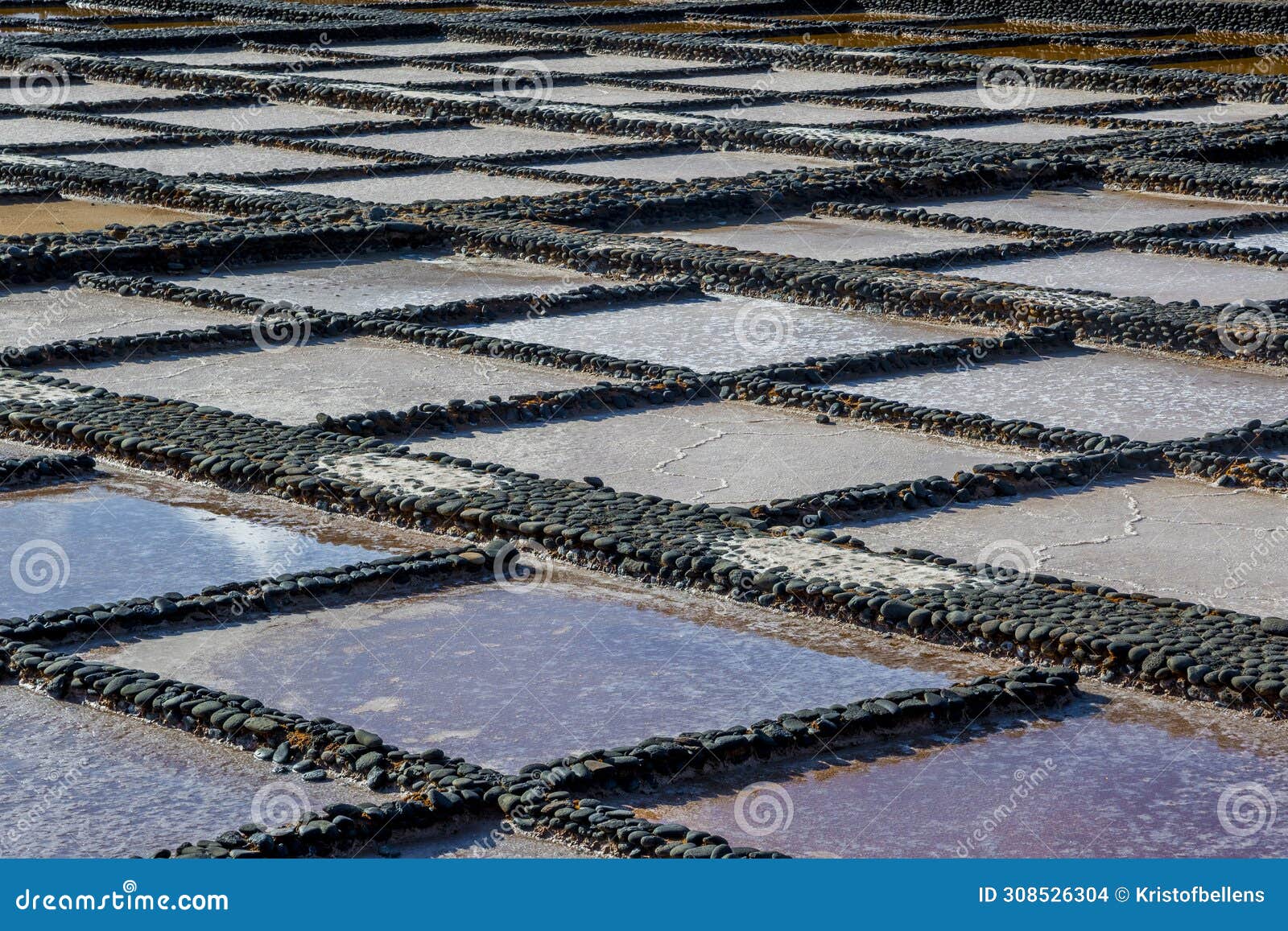 View on Traditional Rectangular Salt Evaporation Ponds or Salt Pans ...