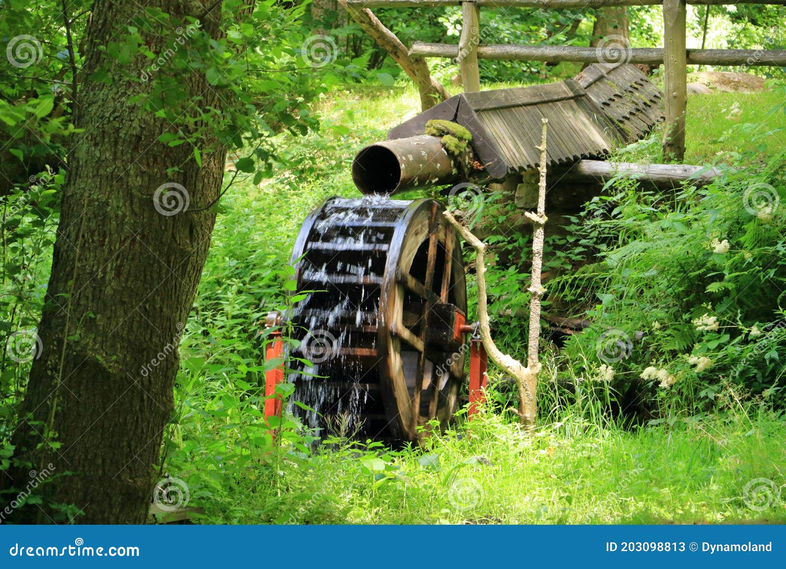 A View of Traditional Wooden Waterwheel Stock Image - Image of mill ...