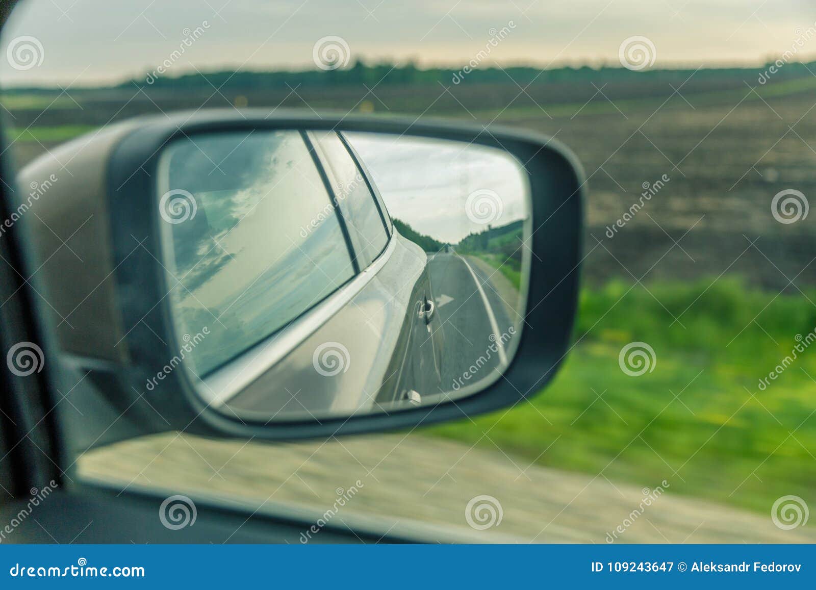 View of the Traffic from the Side Mirror Stock Image - Image of ...