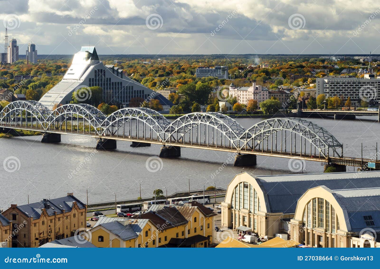 View on Train Bridge in Riga, Latvia Stock Photo - Image of daugava ...