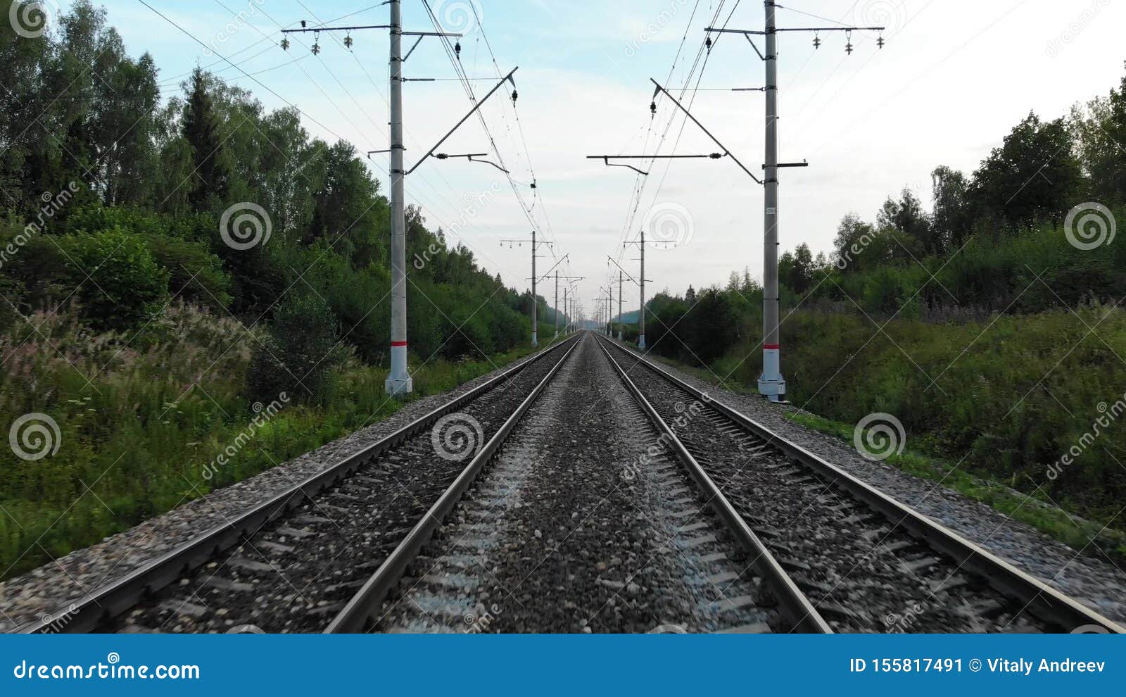 View from the Train Cabin on Railway Ride on the Train Forward. Stock ...