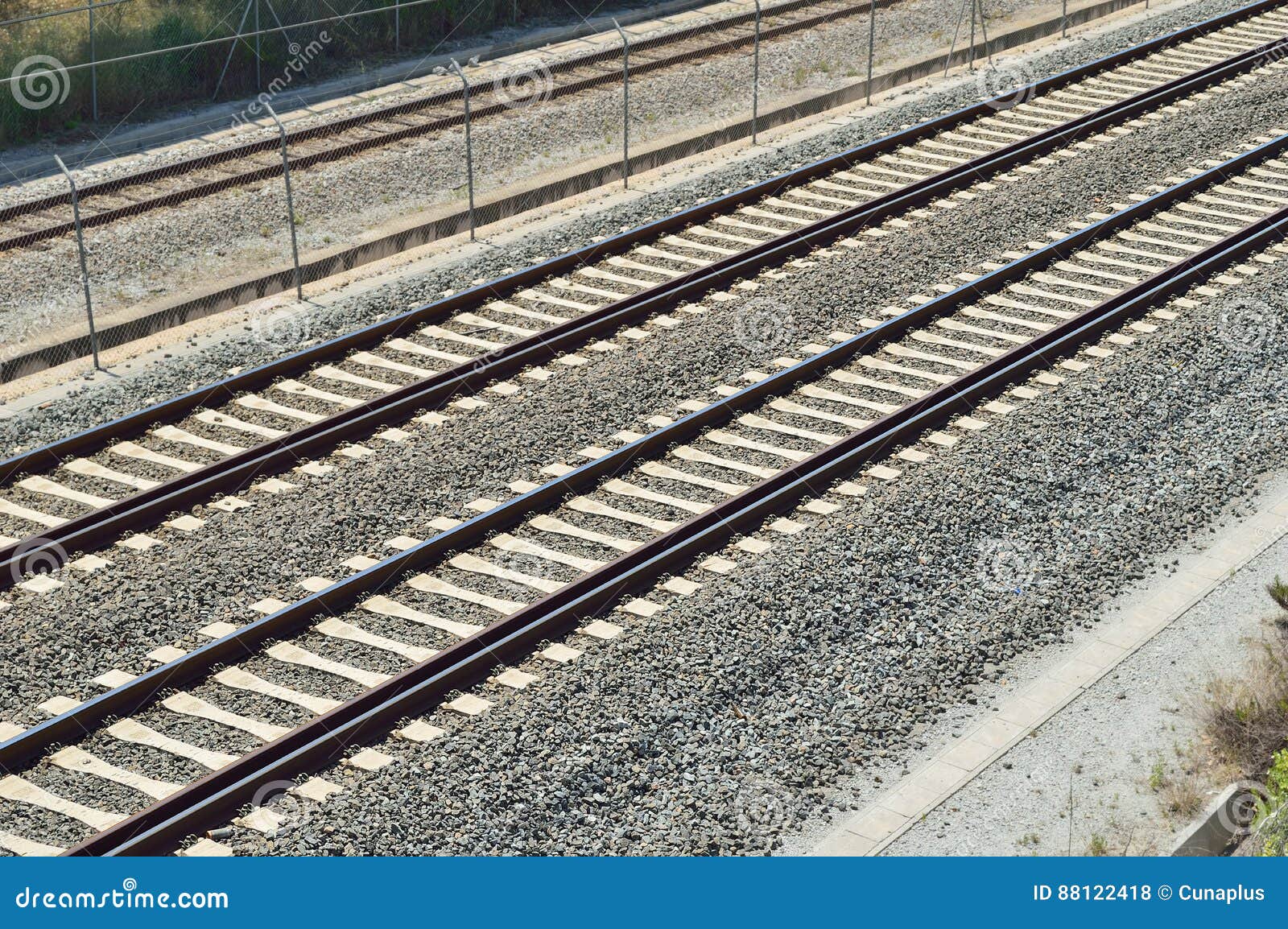 View of Train Tracks with Gravel Stock Photo - Image of technology ...