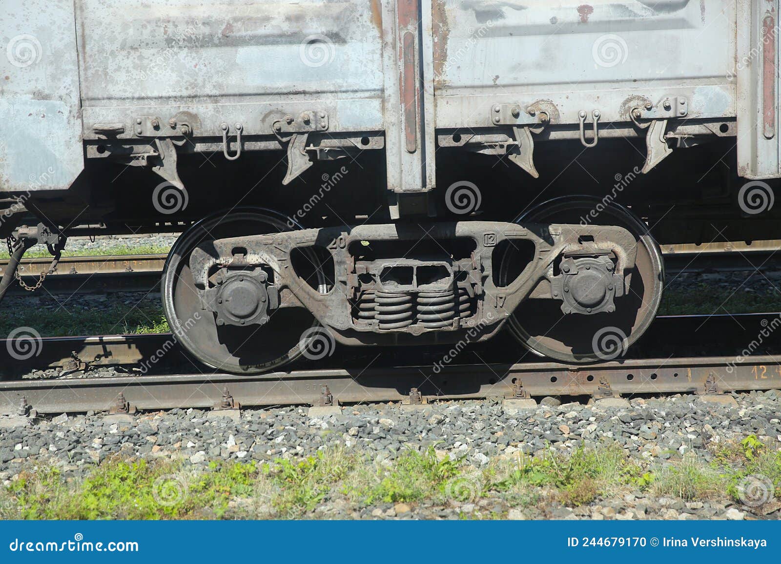 View from the Train Window of the Freight Train Carriage, Wheels and ...