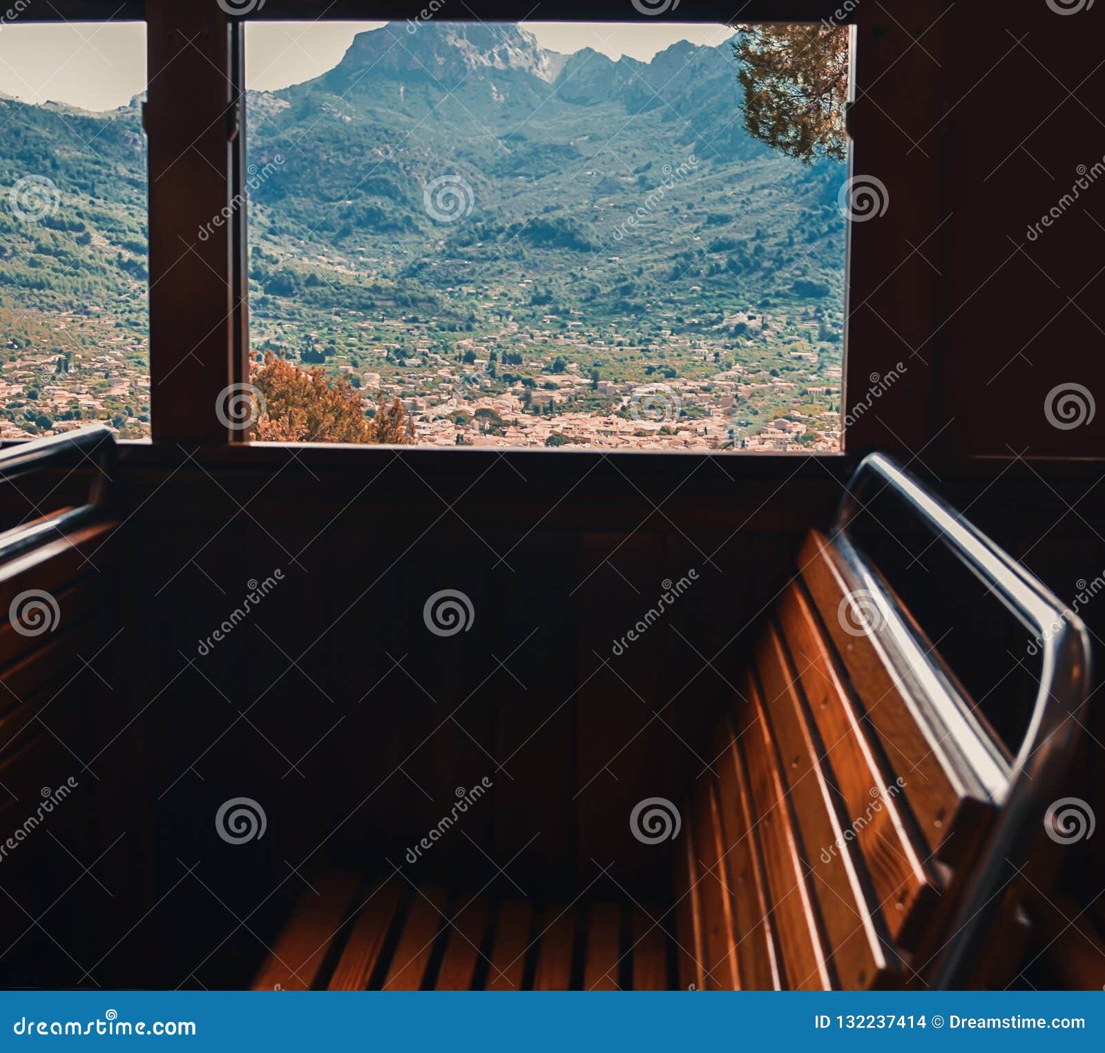View from the Train Window To the Mountains Stock Photo - Image of wood ...