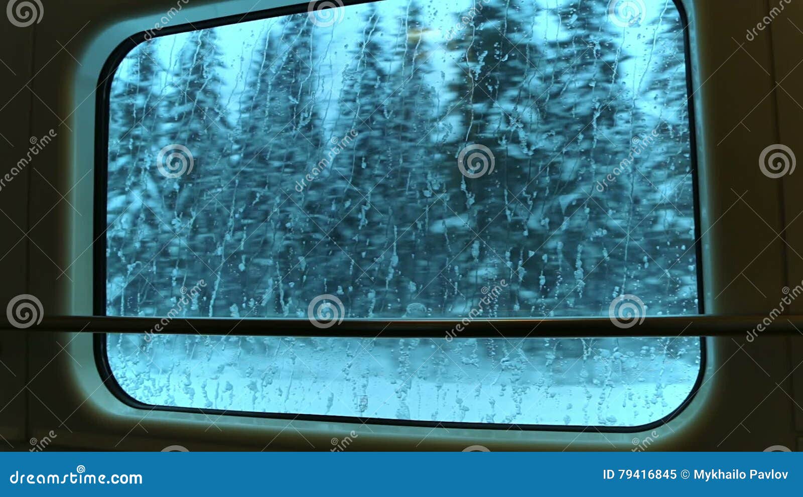 View through the Train Window at the Winter Woods. Seamless Loop Stock ...