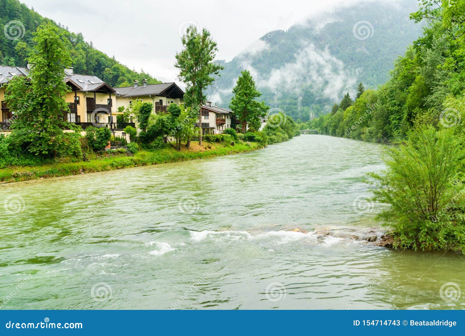 Traun River in Bad Ischl, Austria Stock Image - Image of historical ...