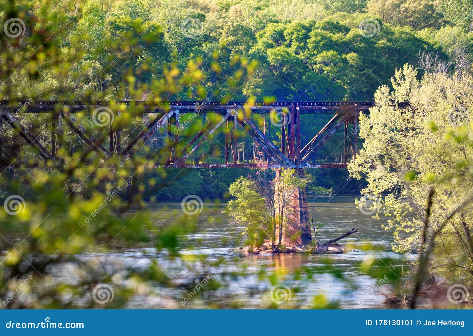 A Railway Trestle Over the Catawba River. Stock Image - Image of ...