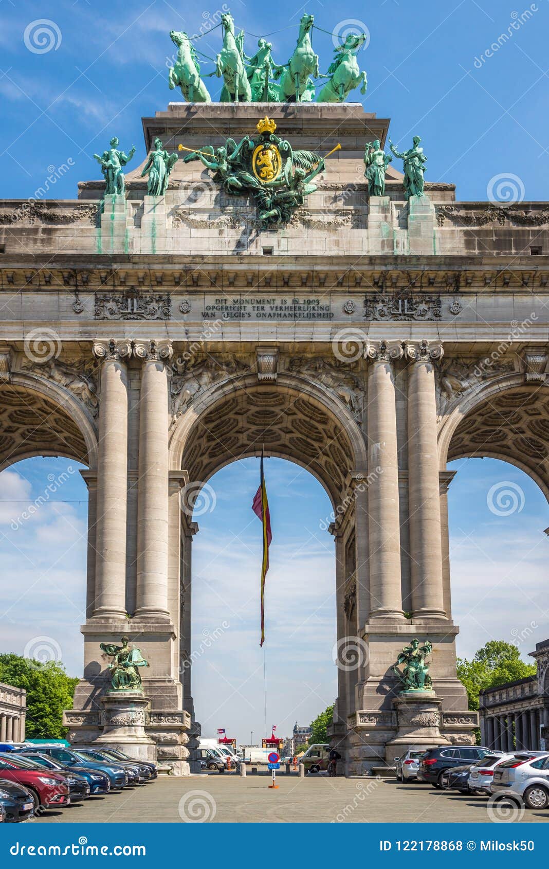 View at the Triumphal Arch Cinquantenaire in Brussels - Belgium Stock ...