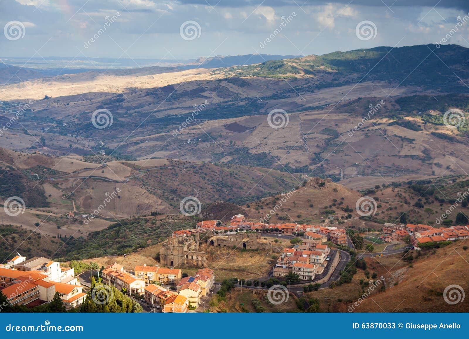 View of Troina, Sicily stock image. Image of cloudy, houses - 63870033