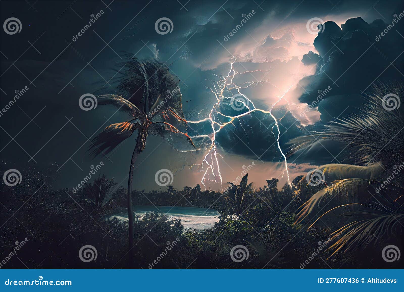 View of a Tropical Cyclone, with Storm Clouds and Lightning Visible in ...