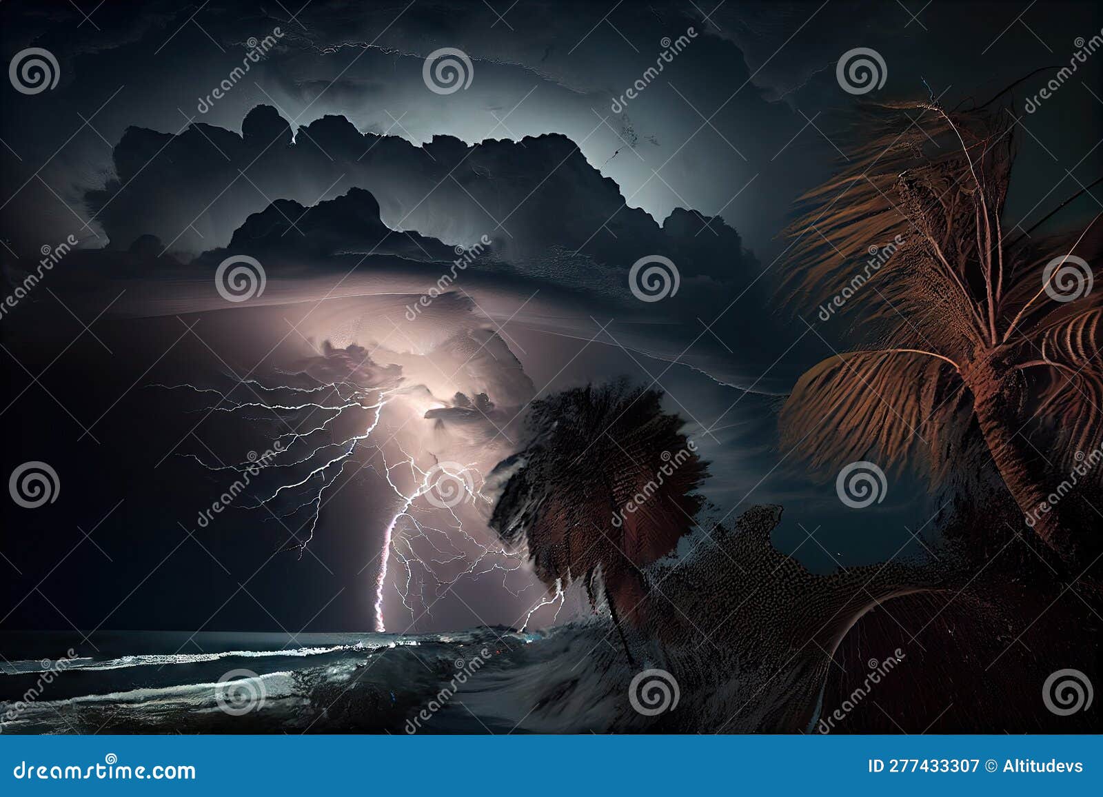 View of a Tropical Cyclone, with Storm Clouds and Lightning Visible in ...