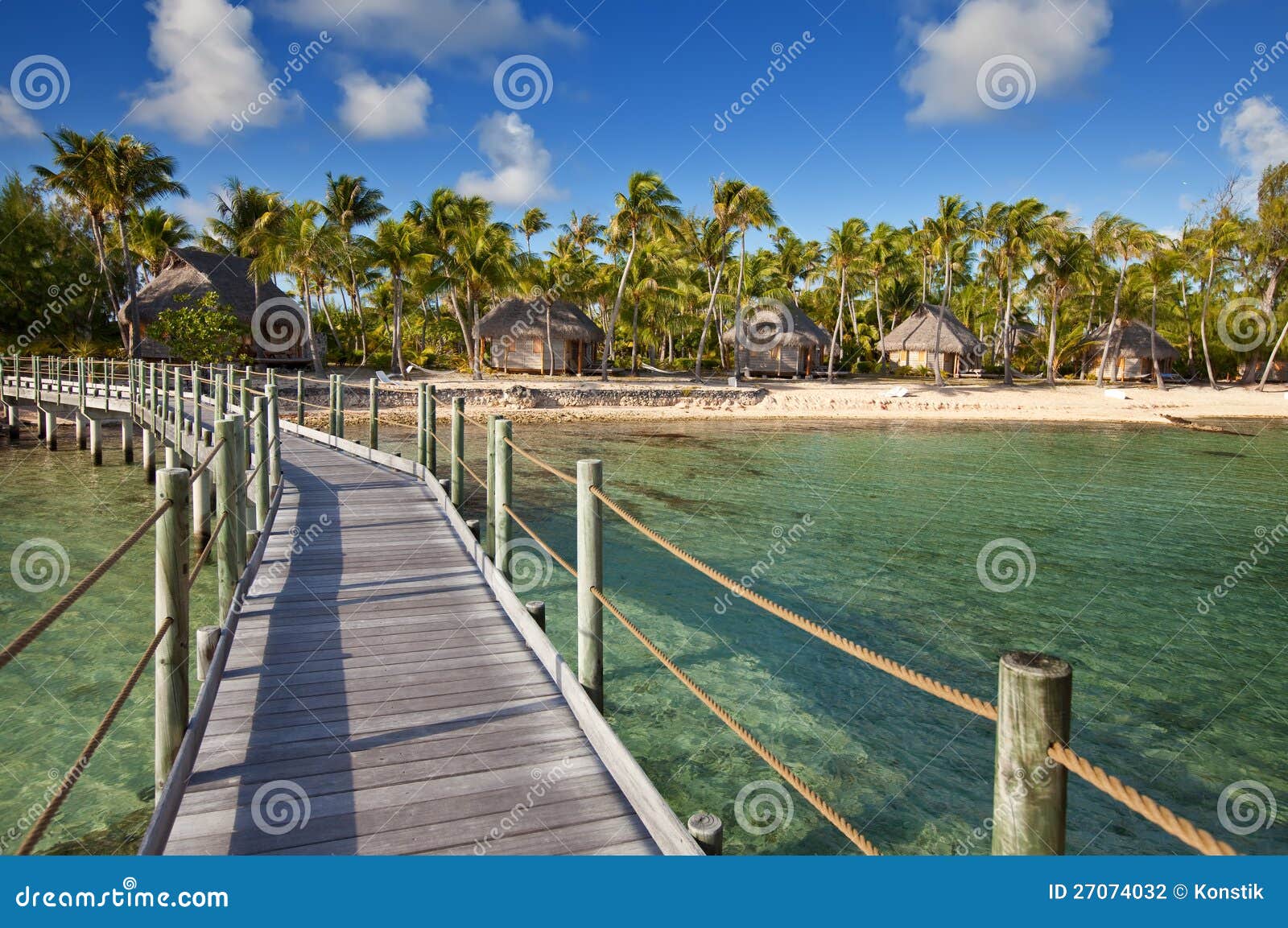 View on Tropical Island from the Wooden Bridge Stock Photo - Image of ...
