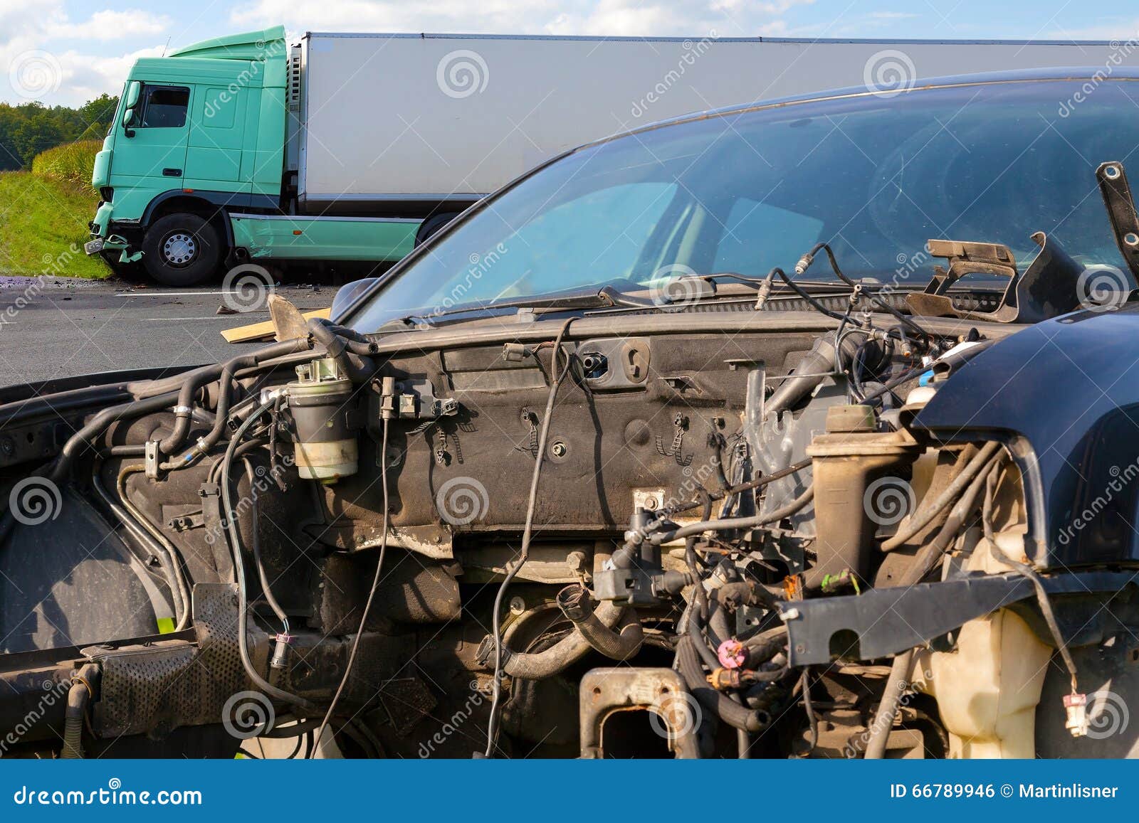 View of Truck in an Accident with Car Stock Photo - Image of dangerous ...
