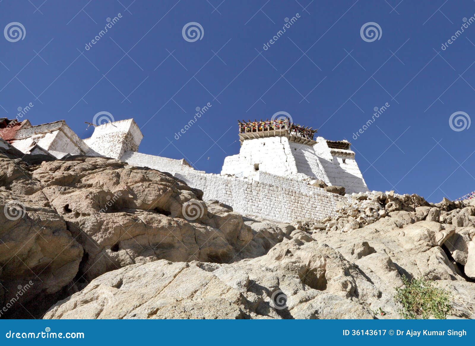 A View of Tsemo Monastery on Hilltop Stock Image - Image of ancient ...