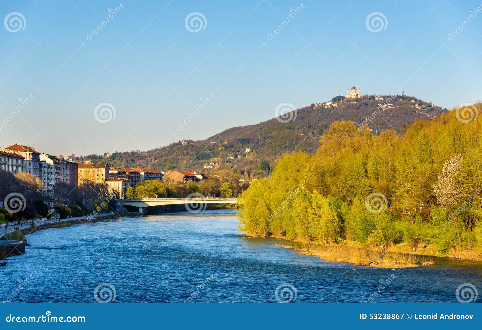 View of Turin Over the Po River Stock Image - Image of light, hill ...