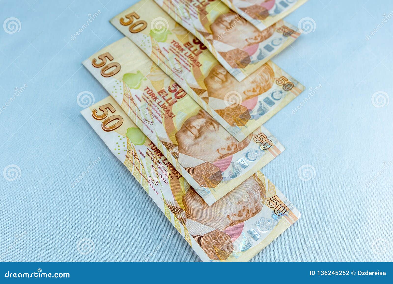 View of Turkish Banknotes in Stack Stock Photo - Image of white, space ...