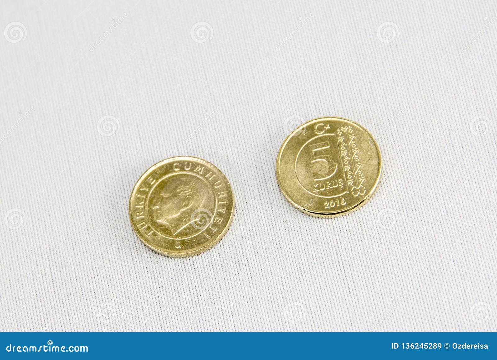 View of Turkish Coins in Stack with Isolated White Background Stock ...