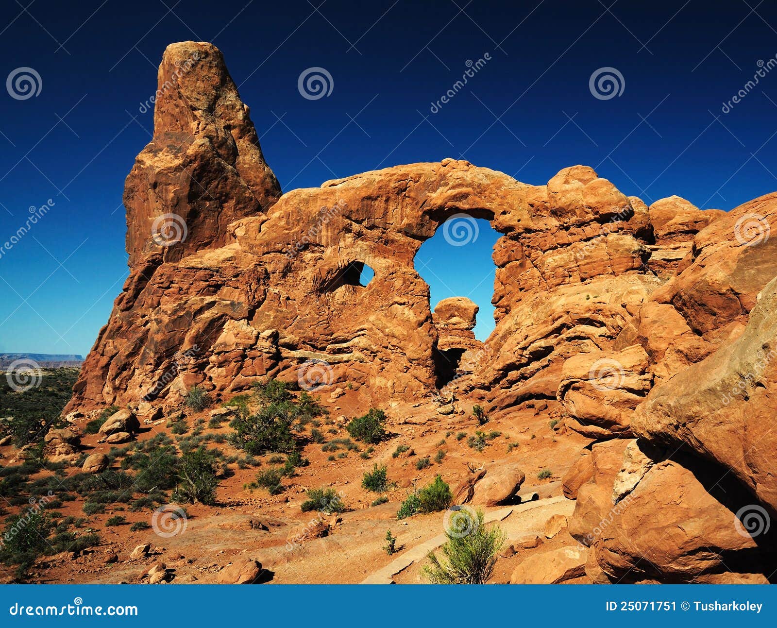 The view of Turret Arch stock image. Image of boulder - 25071751
