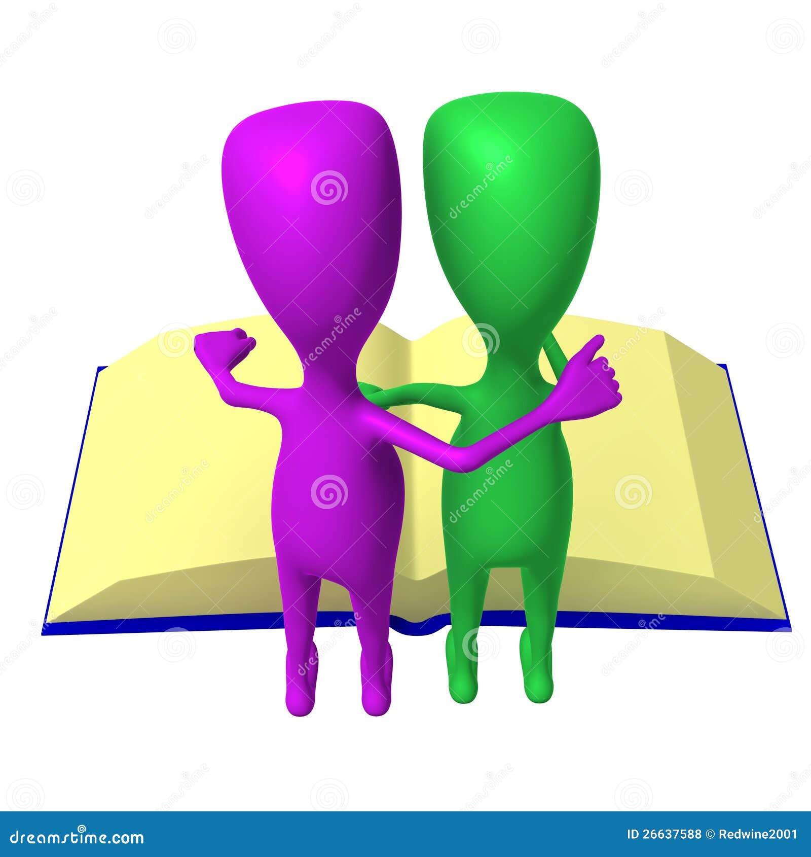 View Two 3d Puppets Reading Big Book Stock Illustration - Illustration ...