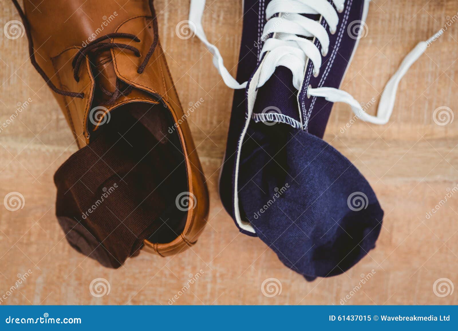 View of Two Different Shoes Stock Image - Image of casual, shoelaces ...