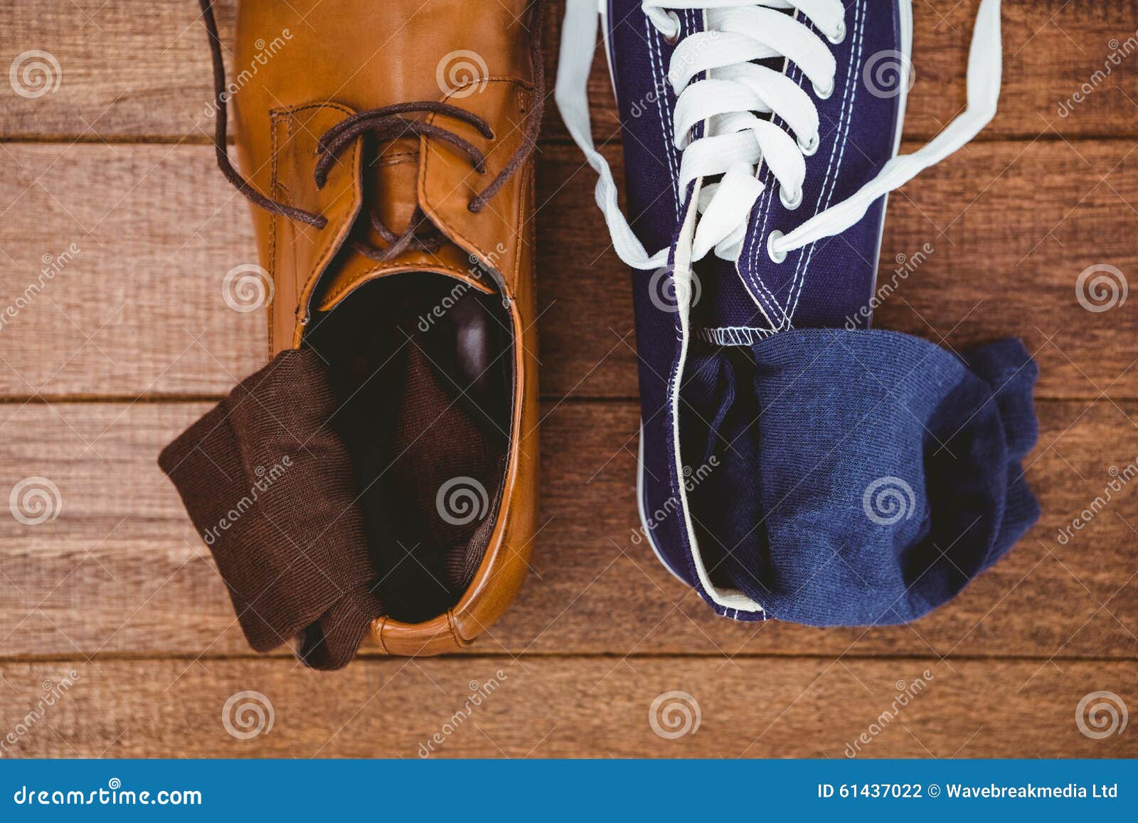 View of Two Different Shoes Stock Photo - Image of people, wood: 61437022