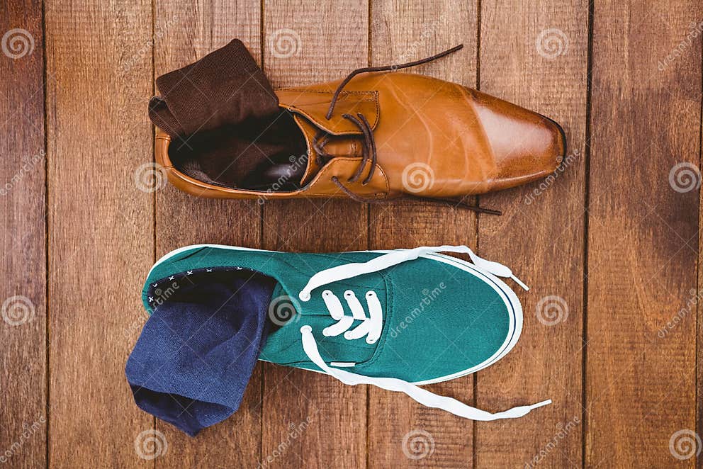 View of Two Different Shoes Stock Image - Image of business, balance ...