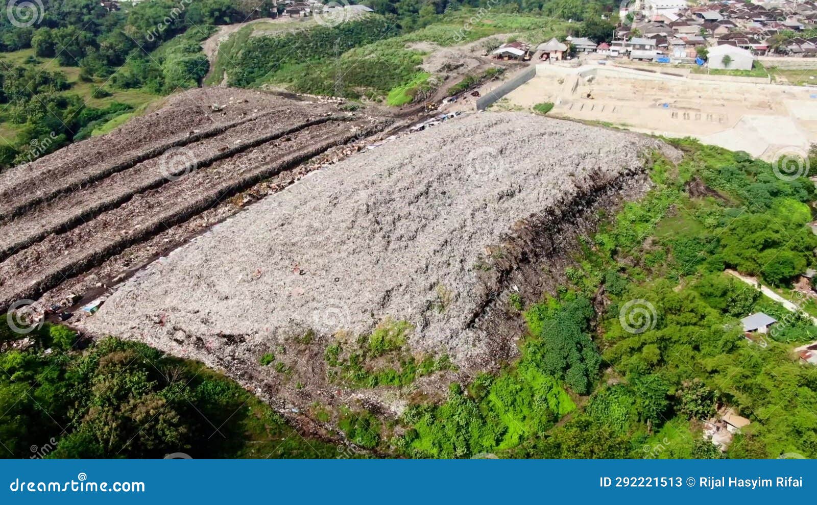 View of Two Large Mountains of Rubbish at the Putri Cempo Landfill ...