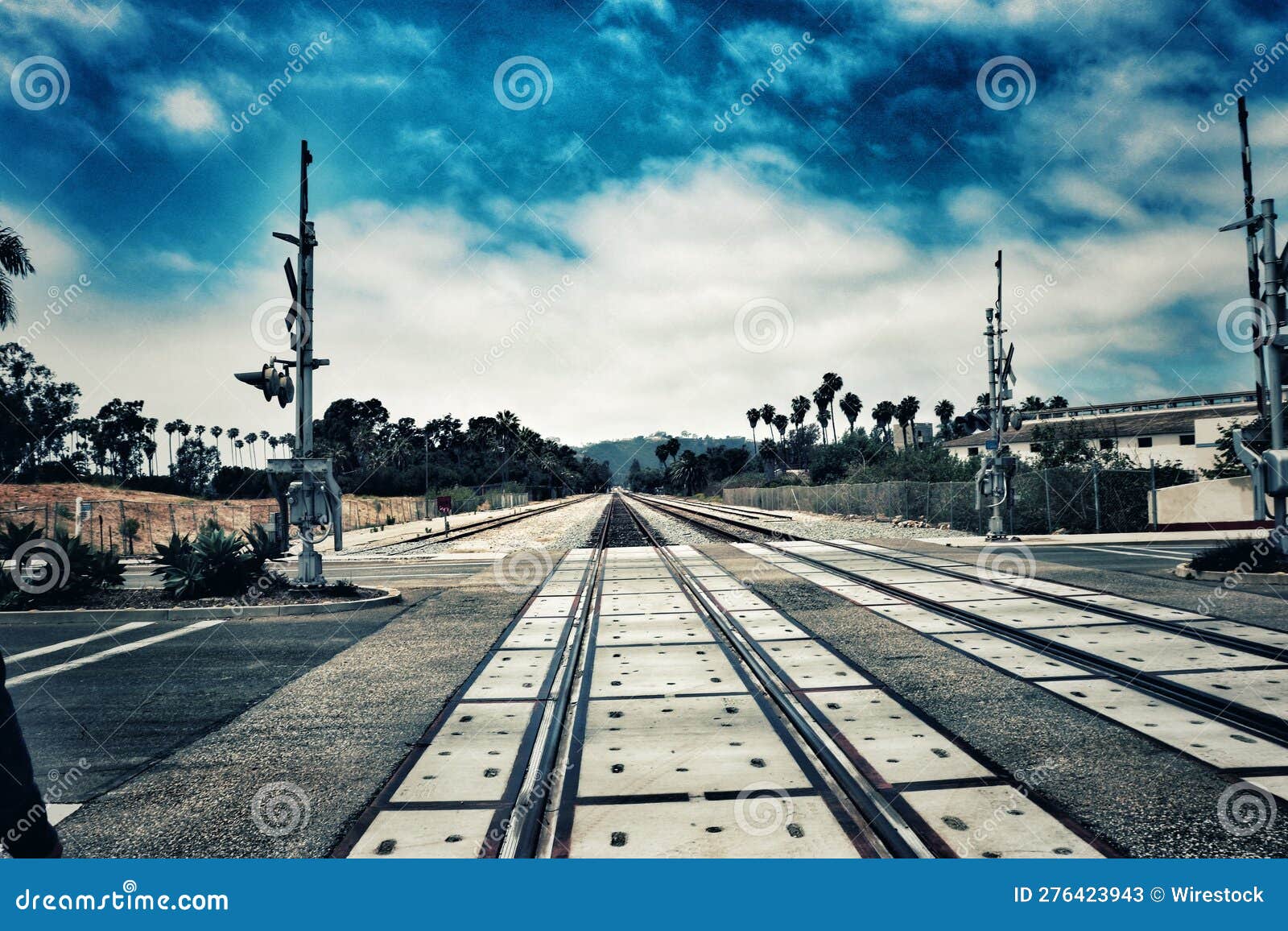 View of Two Parallel Railroad Tracks in a Countryside Stock Image ...