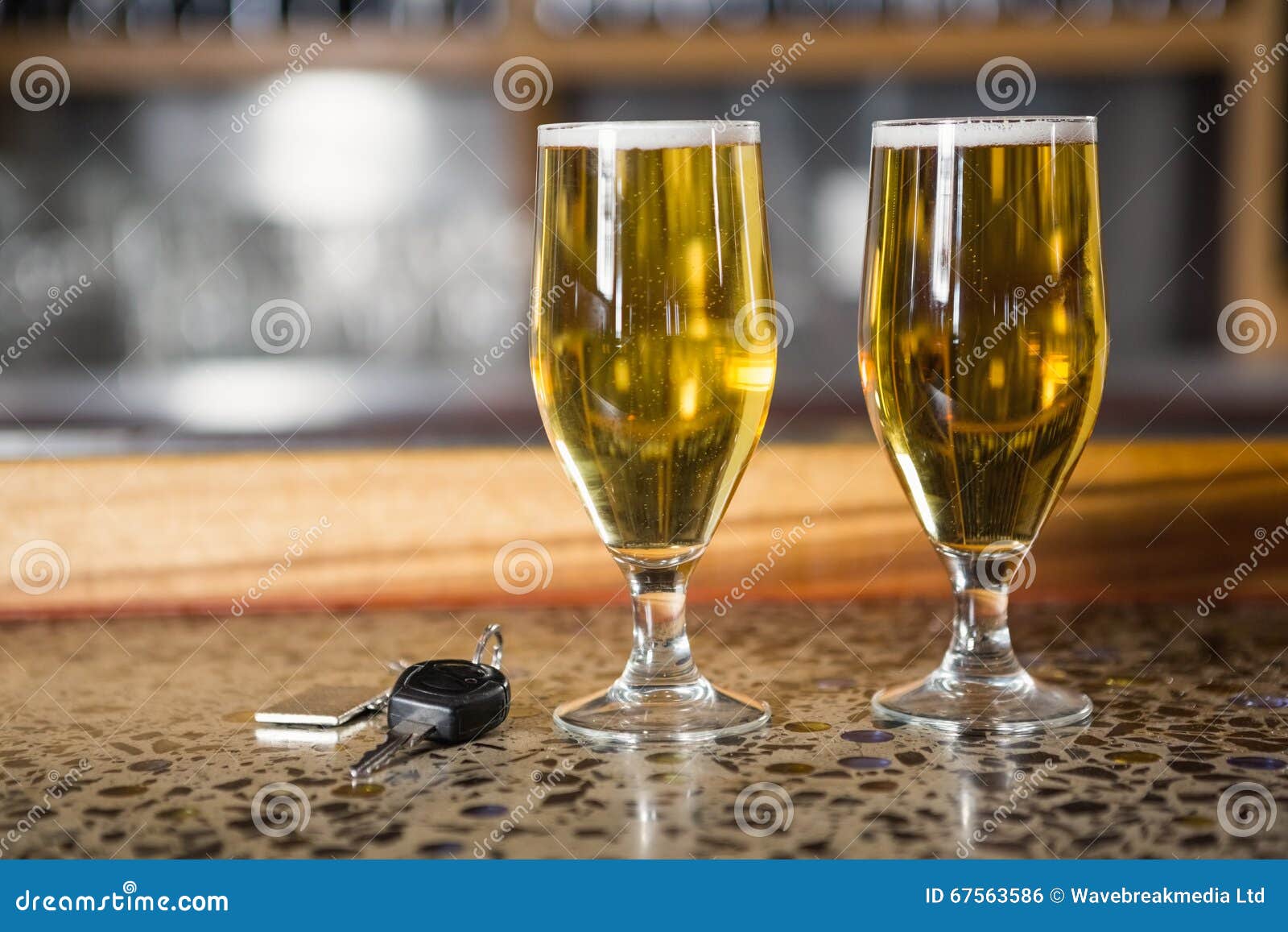 View of Two Pints of Beer and Car Keys Stock Photo - Image of people ...