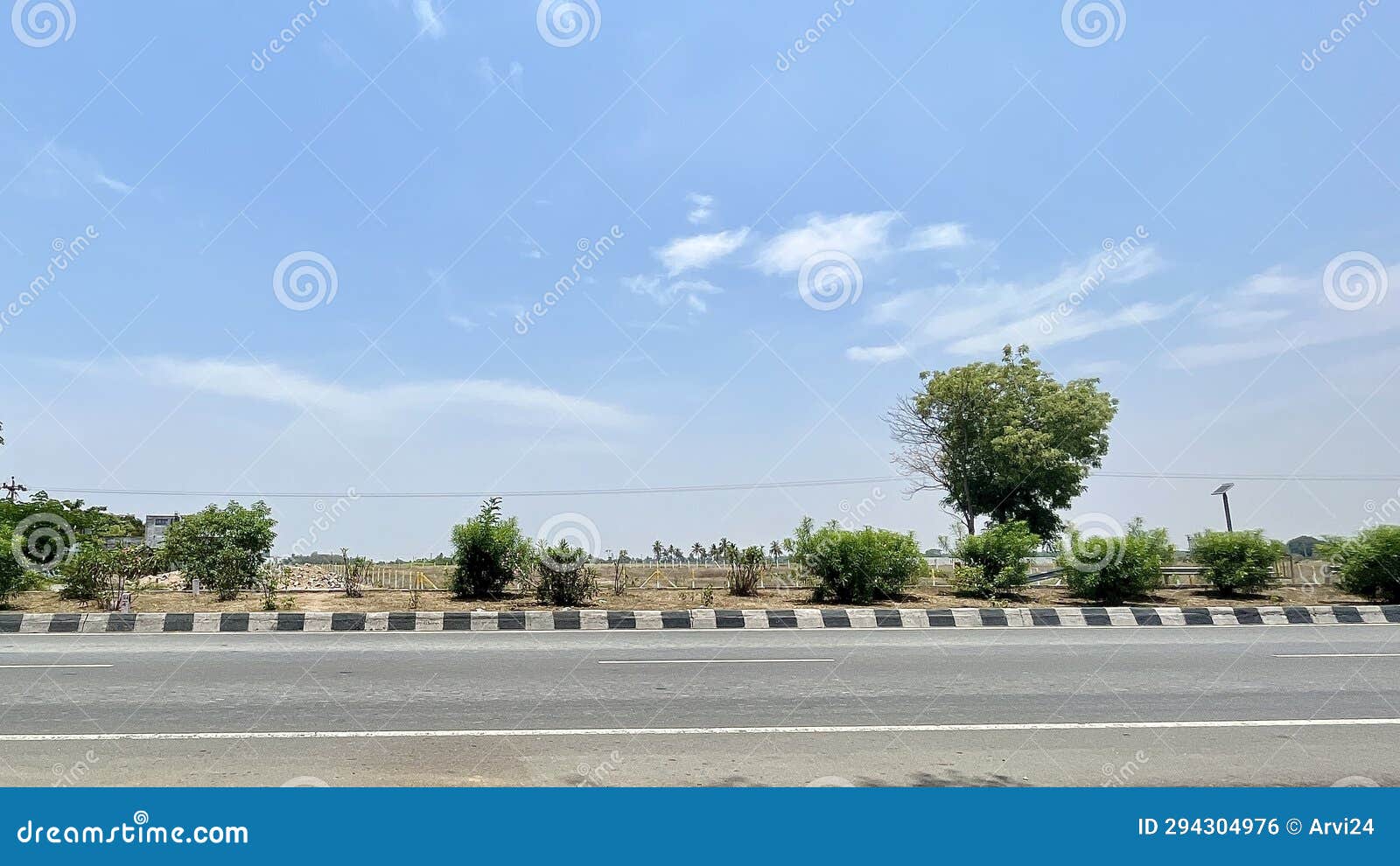 View of a Two-Way Street and a Center Median Stock Photo - Image of ...