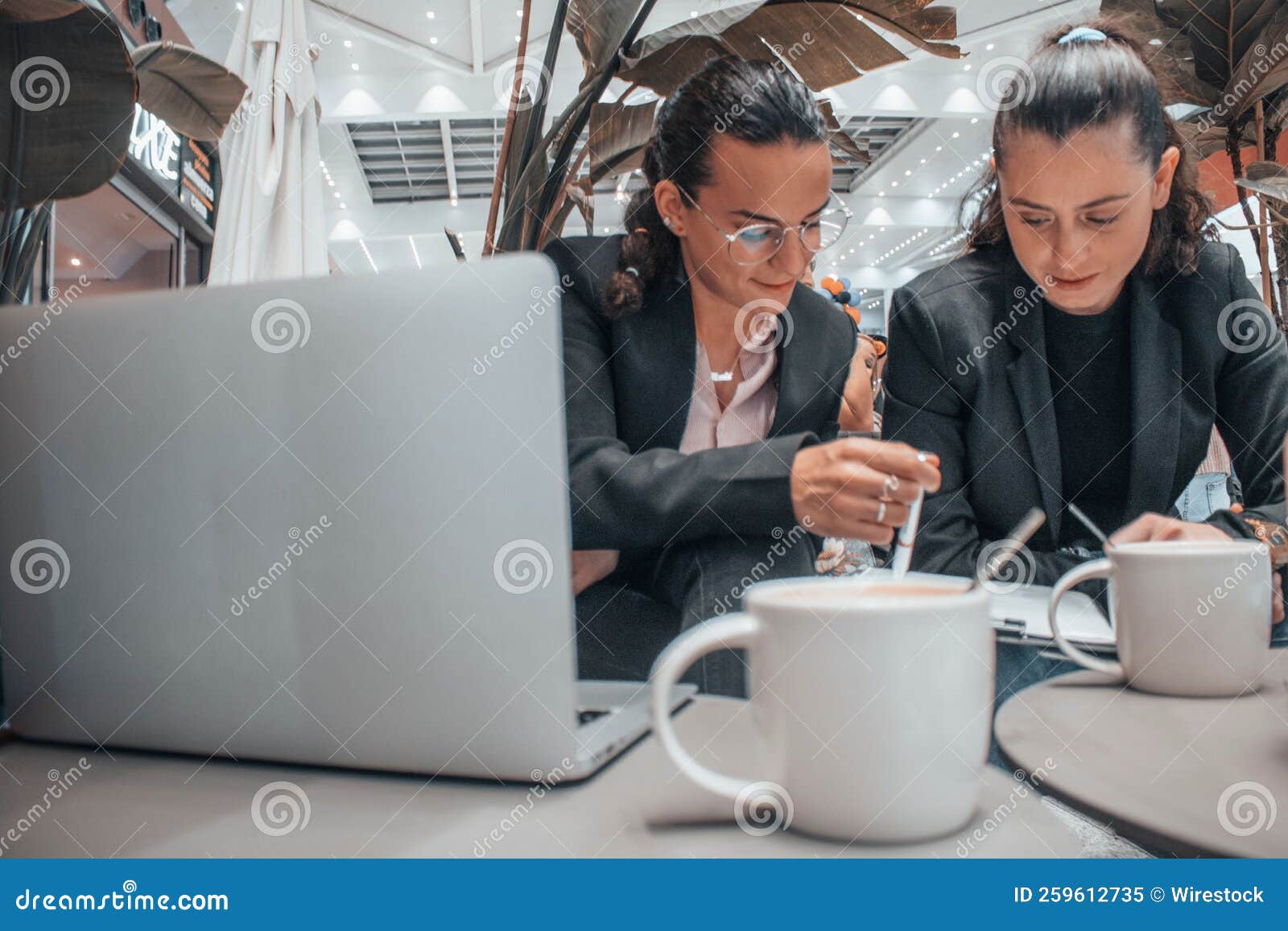 View of Two Young Female Students Working on a Task while Sitting in ...