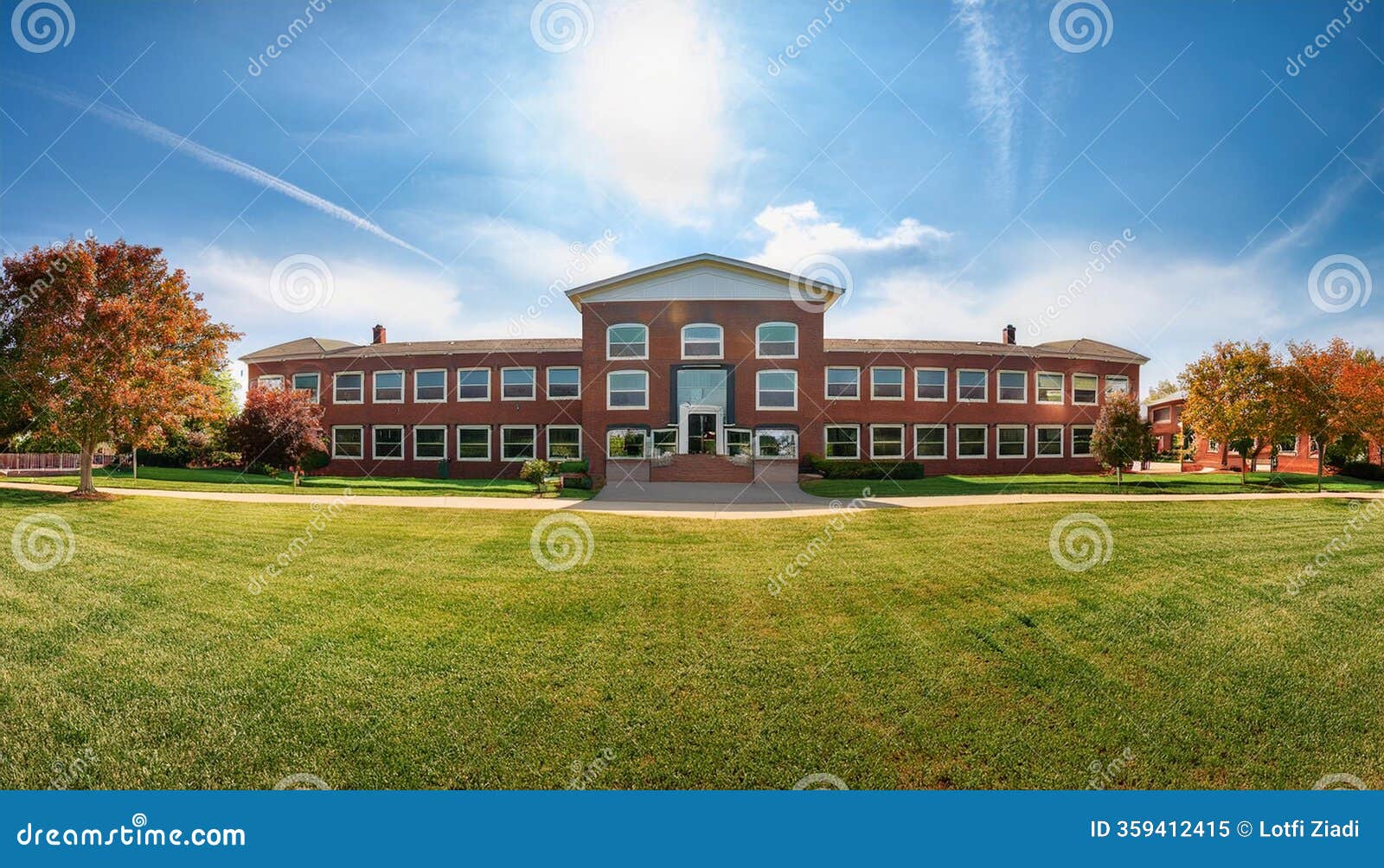 View of Typical American School Building Exterior Stock Illustration ...