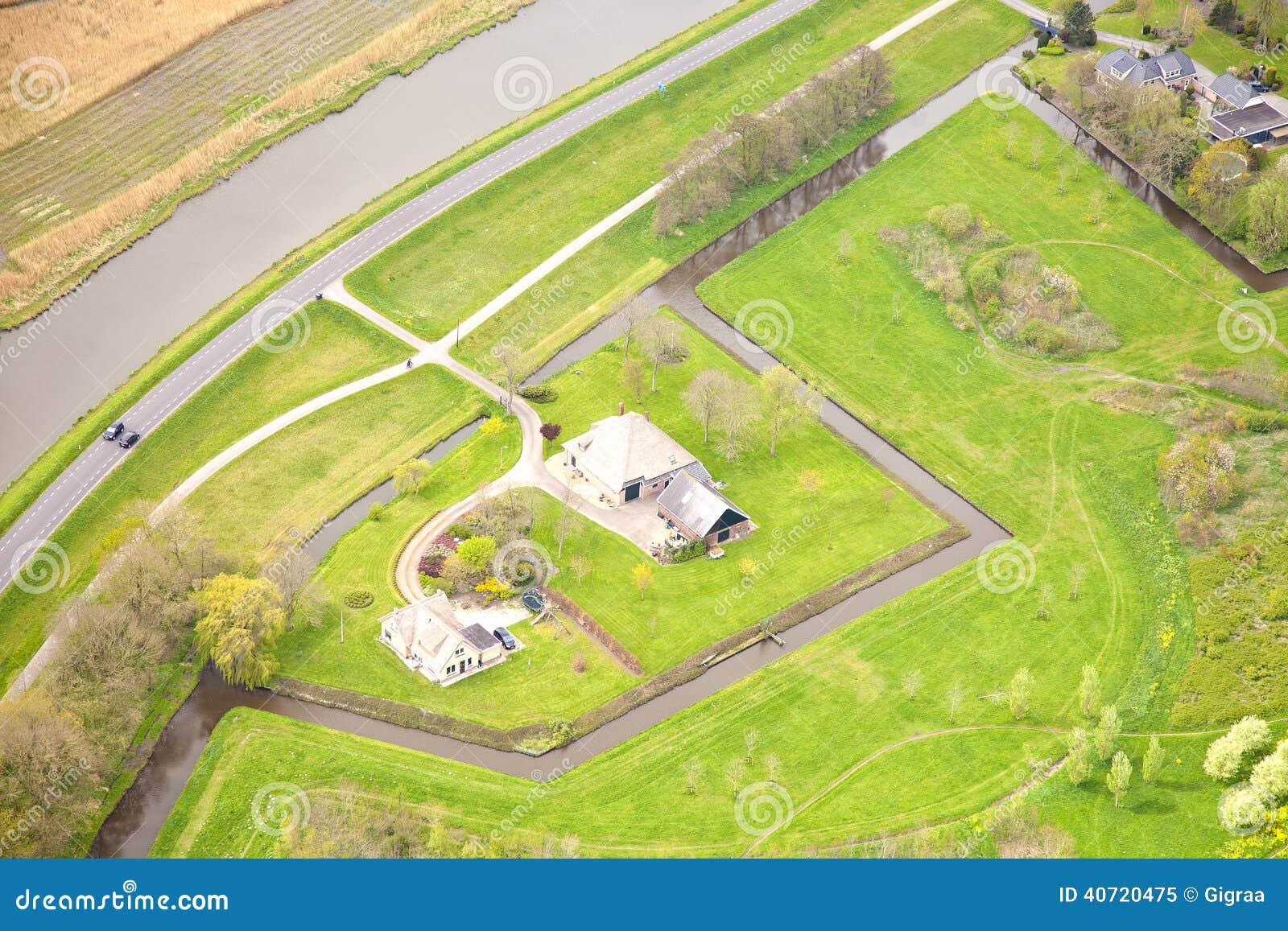View at Typical Dutch Farm from Above Stock Image - Image of ...