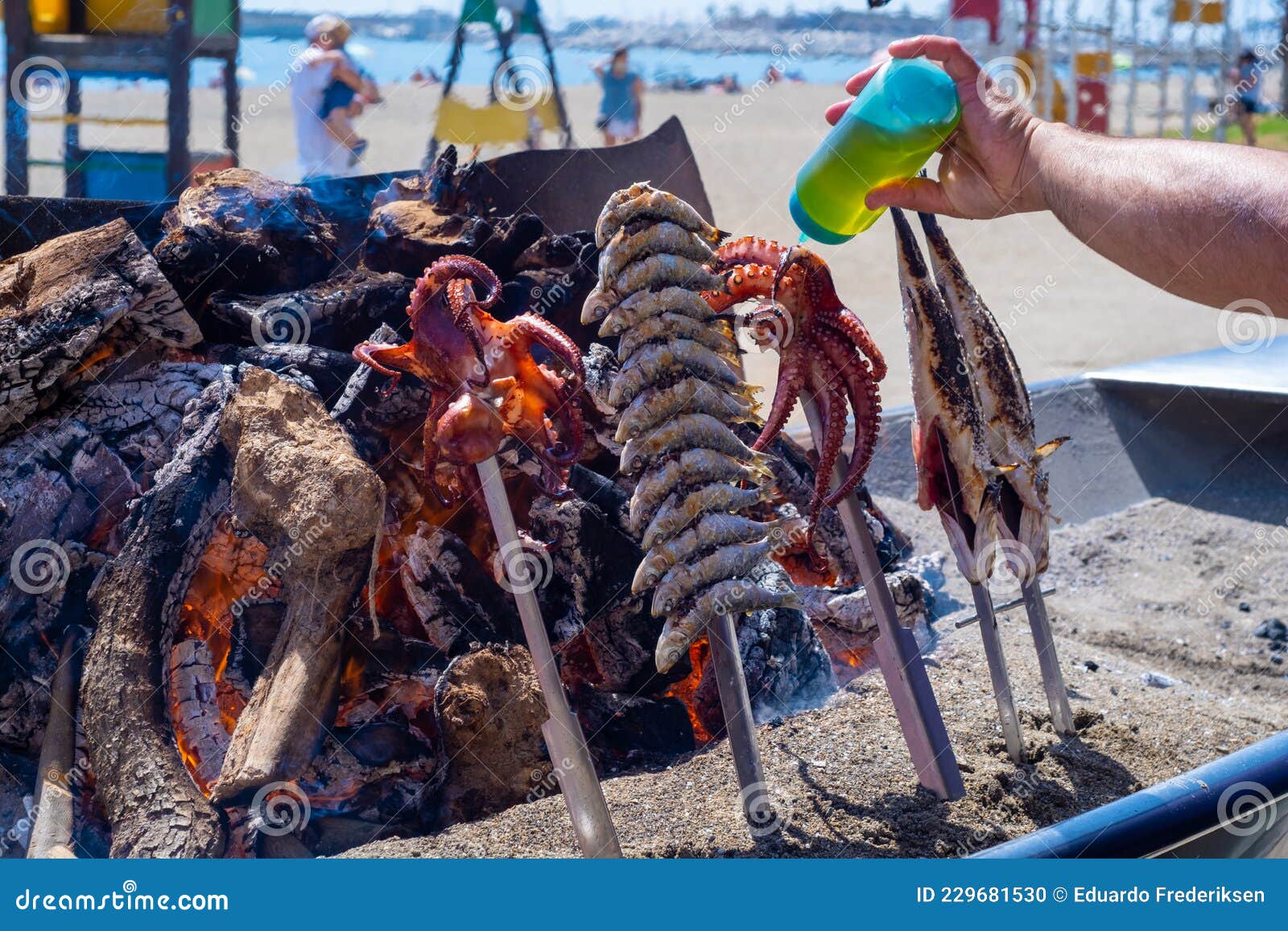 View of a Typical Fish Skewer on the Beaches of Malaga Stock Photo ...