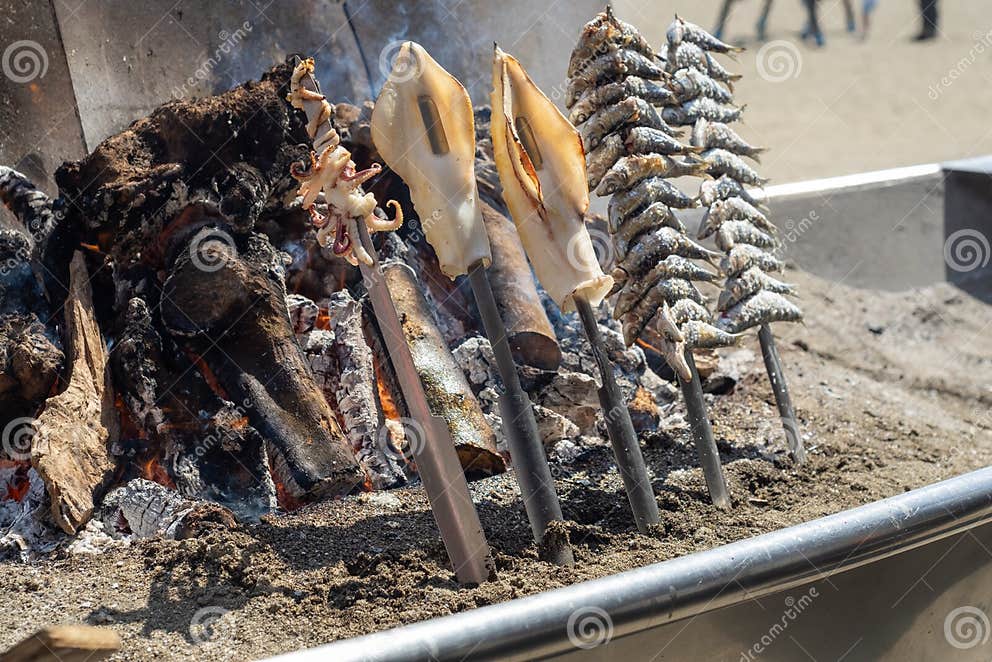 View of a Typical Fish Skewer on the Beaches of Malaga Stock Image ...