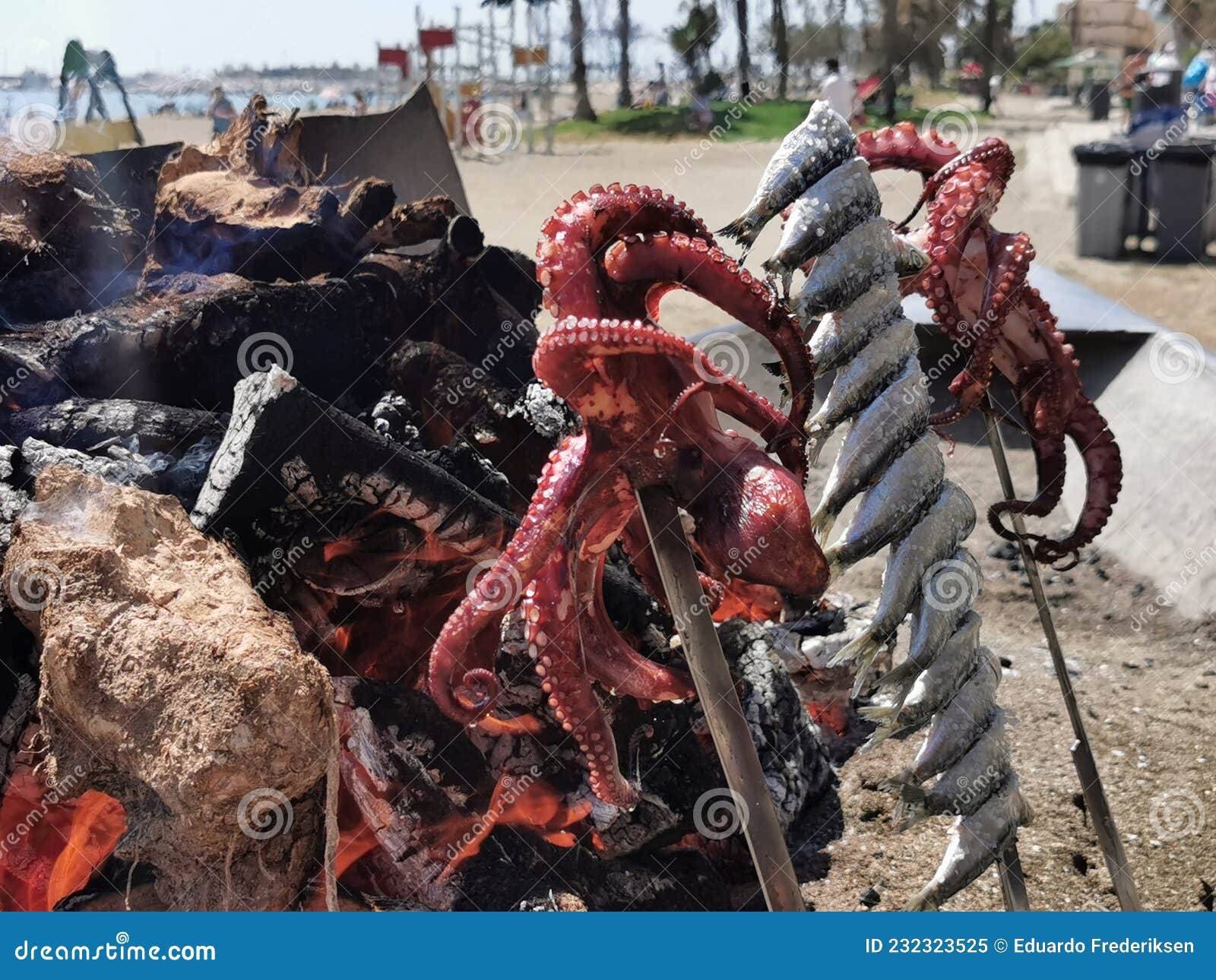 View of a Typical Fish Skewer on the Beaches of Malaga Stock Image ...