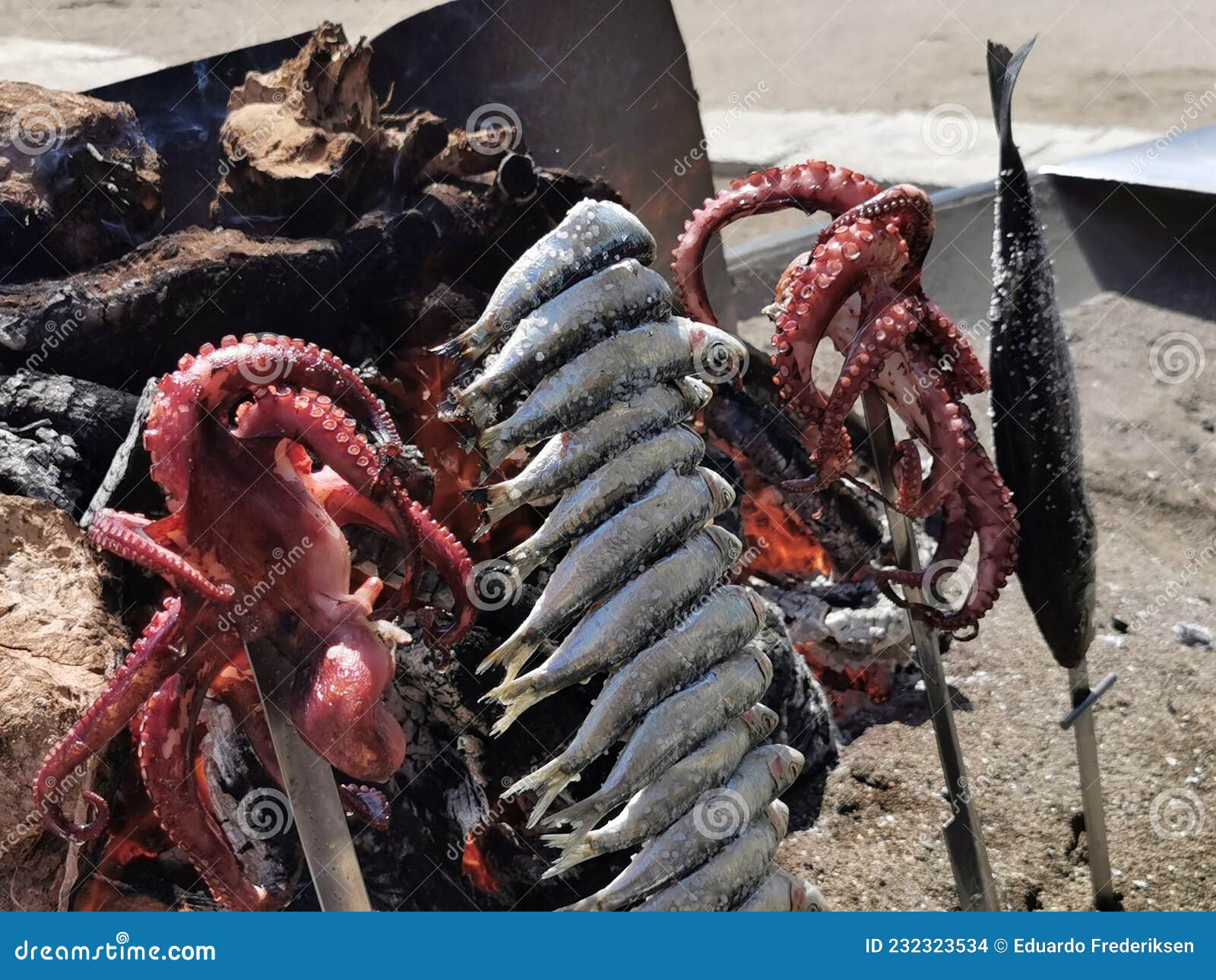 View of a Typical Fish Skewer on the Beaches of Malaga Stock Photo ...