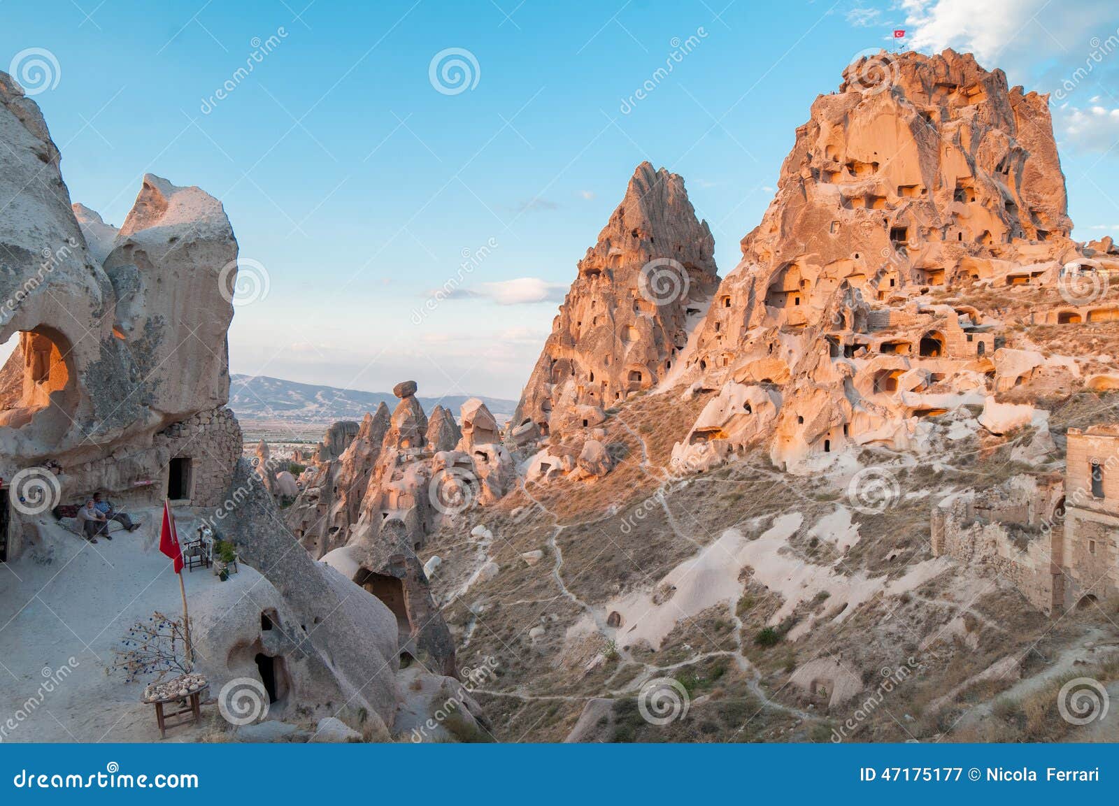 View of Uchisar Castle at Sunset. Turkey Stock Image - Image of holiday ...