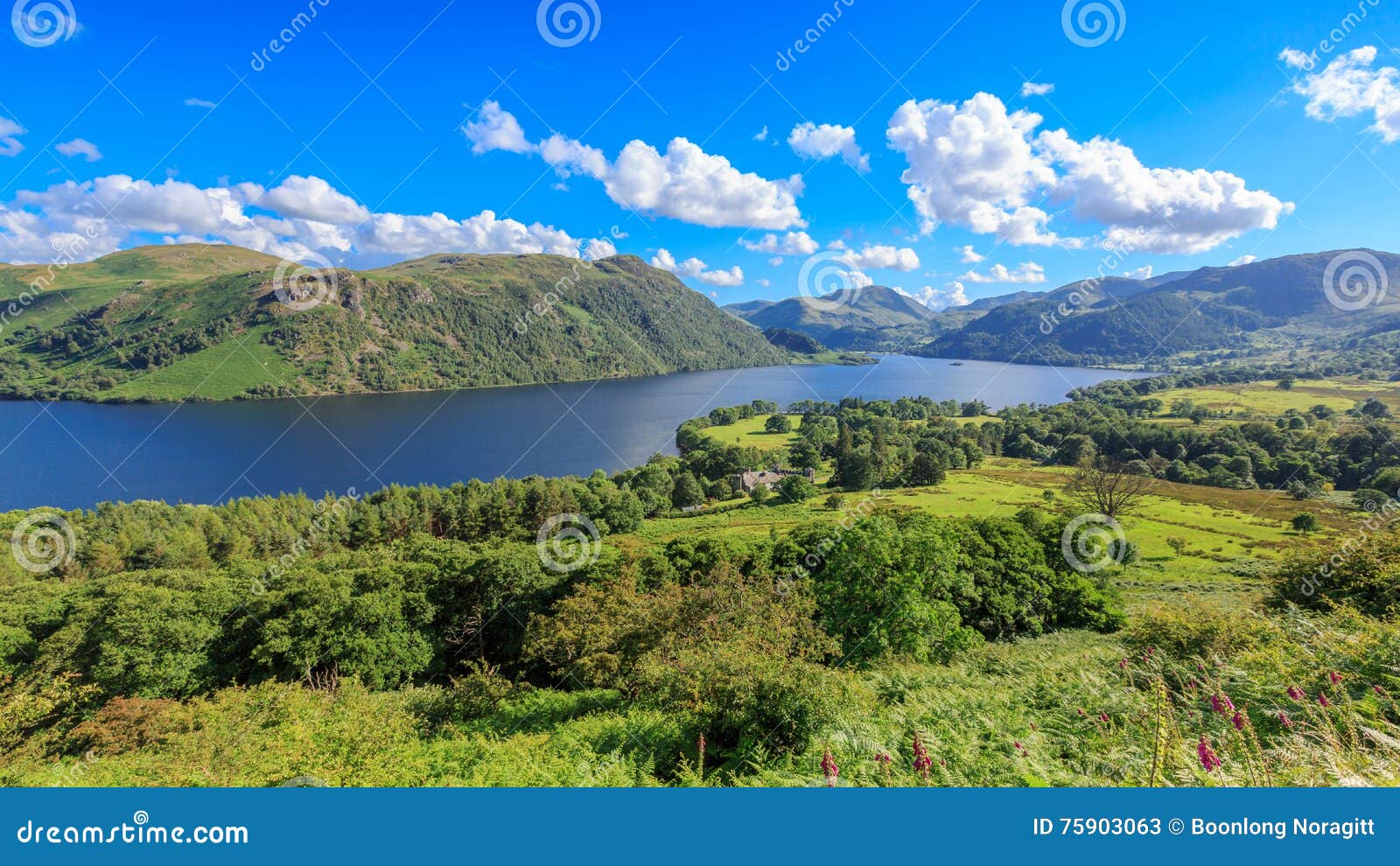 View of Ullswater Lake, Lake District, UK Stock Image - Image of hill ...
