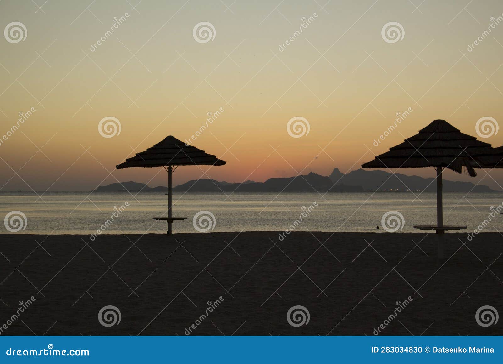 View of the Umbrella on a Tropical Beach Stock Photo - Image of dawn ...