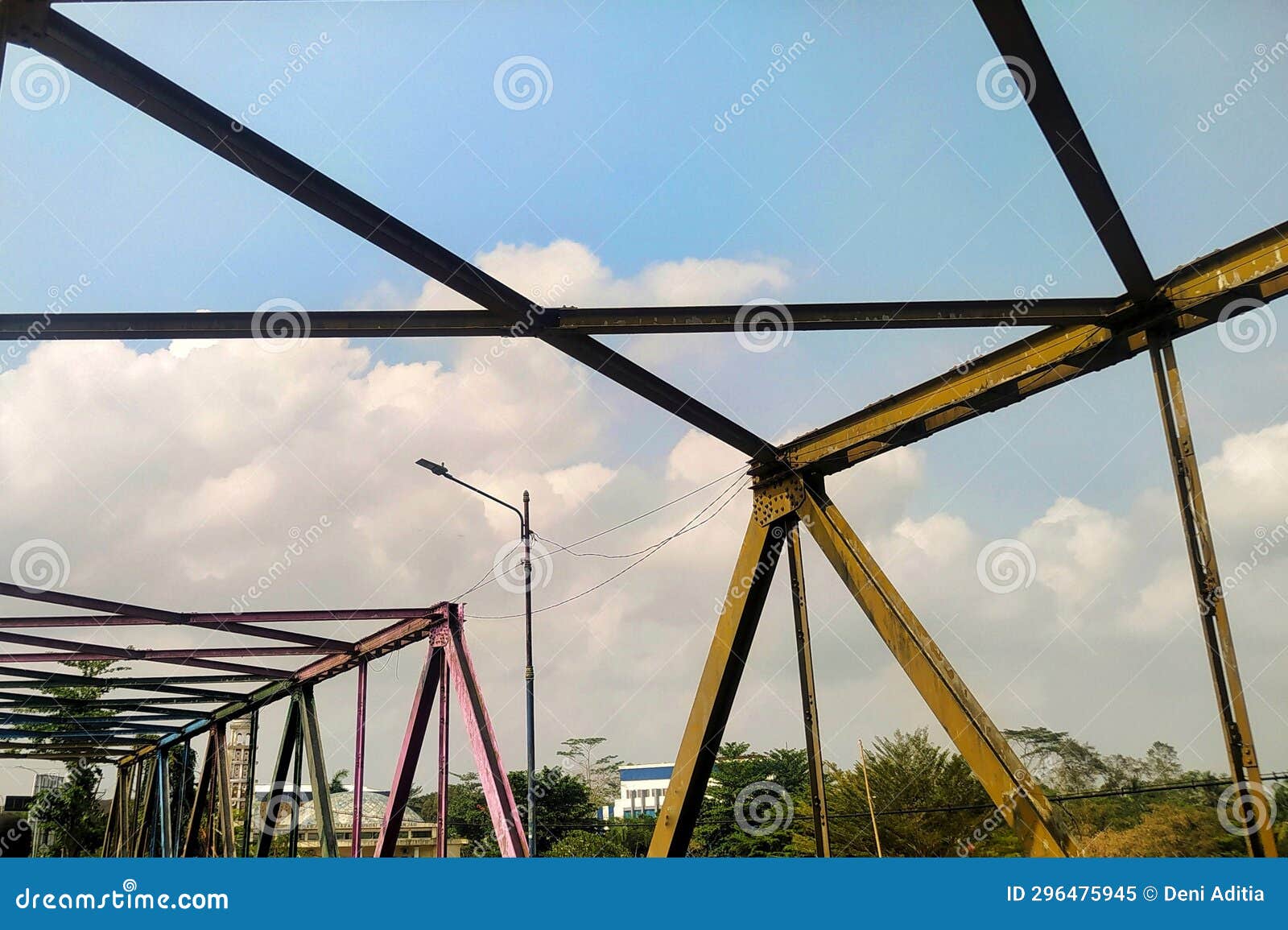 View from Under the Iron Bridge Pillars and Blue Sky during the Day ...