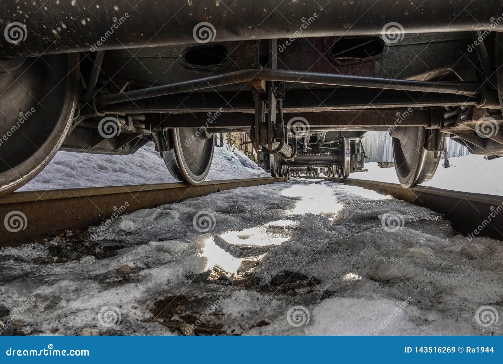 View Under the Train Car. it Looks Like a Freight Train from Below ...
